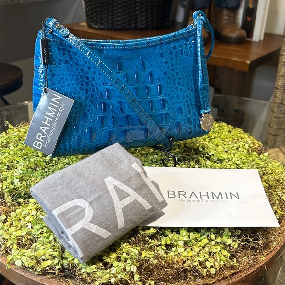 Brahmin | Bags | Brahmin Blue Crocodile Embossed Satchel X 55x 2 Nwt ...